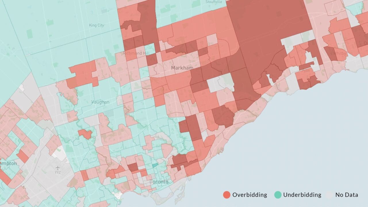 Over Half of All GTA Neighbourhoods Are Now in Overbidding Territory | Wahi
